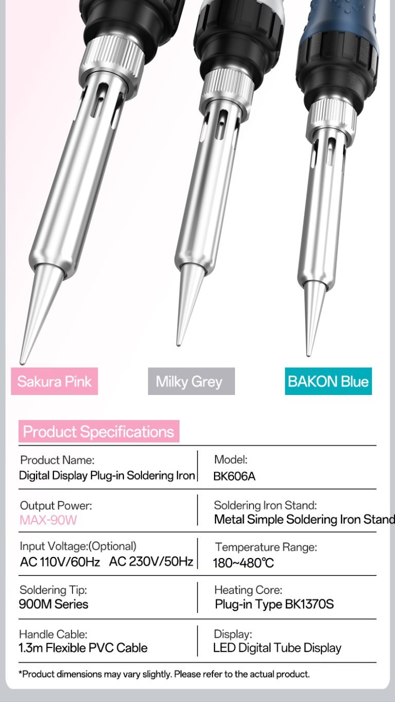 BK606A Protable Digital Display Soldering Iron Pink Color – Bakon Tools